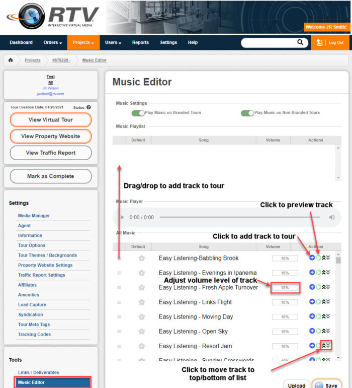 Music Settings Overview - RTV